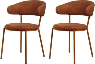 Mobili Rebecca Chaises Rebecca Mobili Frenj 80,5x47,5x57,5 Tissu Polyester Acier Orange Moderne ENSEMBLE 2 pièces