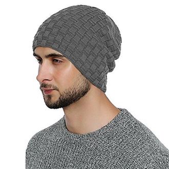 DonDon Bonnet dhiver Bonnet homme Beanie Slouch Style avec doublure tr&egrave;s douce et confortable &agrave; porter - Gris,Taille unique
