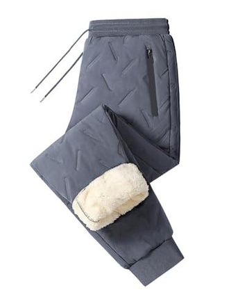 ORANDESIGNE Pantalon Polaire Homme Hiver Pantalon Thermique Chaud Bas de Jogging Doublé Polaire Pantalons de Sport avec Poches Zippées A Gris A 3XL