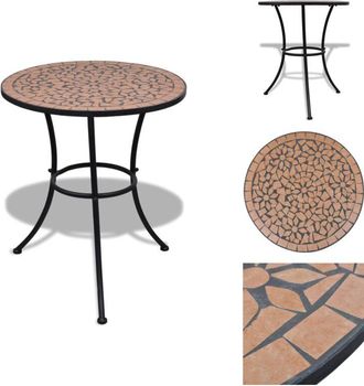 vidaXL Bistrotisch Terrakotta-Rot 60 cm Mosaik - Gartentisch - Mosaiktisch - Terracotta Tisch - Outdoor Tisch - Balkontisch