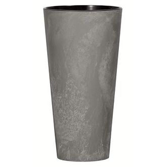 Prosperplast Tubus Slim Effect Blumentopf Pflanzk&uuml;bel Beton-Design 2in1 inkl. Pflanztopf Rund Kunststoff (400mm, Marengo)