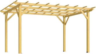 OUTSUNNY Pergola bois autoportante 12 m&sup2; dim. 3 x 4 m - toit chevrons lattes espac&eacute;es - sapin pr&eacute;-huil&eacute;