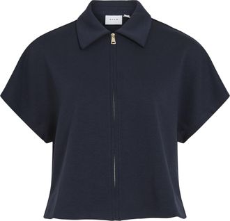 Vila Visiffi Collar S/S Zipper Top/Pb