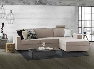 Talamo Italia Schlafsofa mit Halbinsel Adelia, Sofa mit drehbarer Öffnung, Aufbewahrungshalbinsel rechts, schmale Armlehnen, 100 % Made in Italy, cm 260 x 95 x 90 c