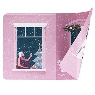 Villa D'Este Home Tivoli Set 4 Platzsets doppelseitig schmutzabweisend Weihnachten 30 x 40 cm, Xmas Pink