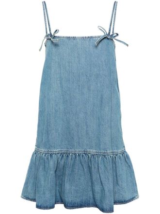Ganni Tint Minikleid mit Schleife - Blau
