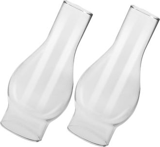 Cabilock 2 St&uuml;ck Glas Petroleumlampenschirm Klar F&uuml;r &Ouml;llampe Windschutz Klassischer Stil Haushaltslampen