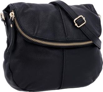 Gusti Iselin Sac &agrave; bandouli&egrave;re en cuir pour femme Noir, Noir