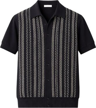 Paolo Pecora Homme, Tops, Noir, Taille: M Jacquard Knit Shirt