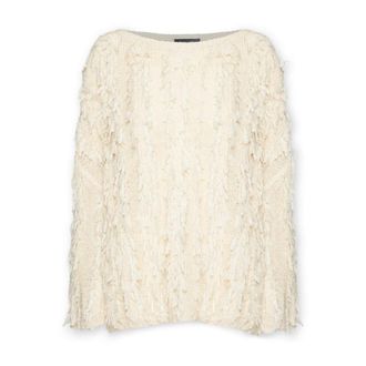 Elena Miro Fransen Strickpullover - - Knitwear - Damen - Wei&szlig; - S/M
