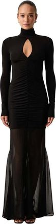 Patrizia Pepe Robe de soir&eacute;e longue drap&eacute;e - Femme - Robes - Noir - Taille: 40 FR