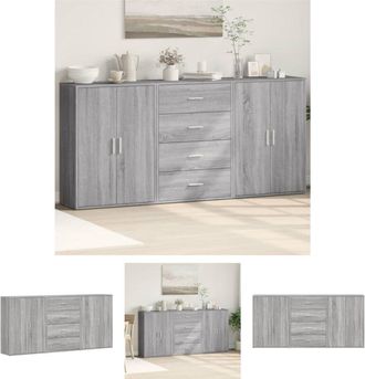 vidaXL The Living Store Sideboards 3 Stk. Grau Sonoma 60x31x84 cm Holzwerkstoff - Sideboards