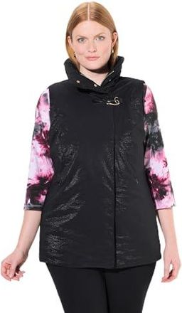 Ulla Popken Weste, Schmuckverschluss, Stehkragen, Komplettfutter Gilet, Noir, 48-50 Femmes