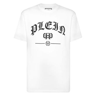 Philipp Plein Homme, Tops, Blanc, Taille: 5XL T-Shirt Col Rond Tattoo