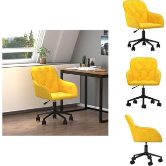 vidaXL Chaise pivotante de bureau Jaune Velours - Chaise De Bureau - Chaise Pivotante - Velours - Chaise Ergonomique - Mobilier De Bureau