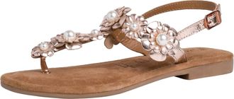 Tamaris Damen Zehentrenner, Frauen Sandalen,TOUCHit-Fußbett,Sommerschuhe,Freizeitschuhe,offene Schuhe,Strandschuhe,flach,Rose METALLIC,38 EU