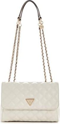 Guess Giully II Compound Convertible Flap Bag Creme White