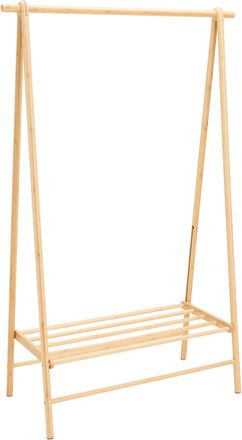 CARRYHOME Kleiderständer, Natur, Holz, Bambus, massiv, 104x164x46 cm, standfeste Füße, Garderobe, Garderobenständer