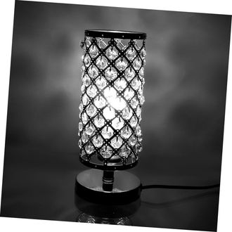 DOITOOL Kristall Tischlampe Mit Silberfu&szlig; Dekorative Led Dekoleuchte Stabile Indoor Atmosph&auml;relampe F&uuml;r Wohnzimmer Und Schlafzimmer Platzsparend Eu Stecker