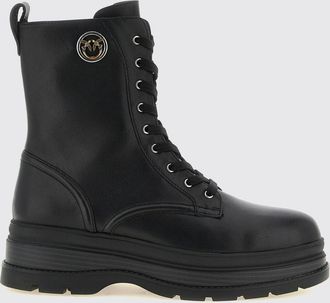 Pinko Bottes de combat Eva en cuir avec logo Love Birds et semelle crant&eacute;e