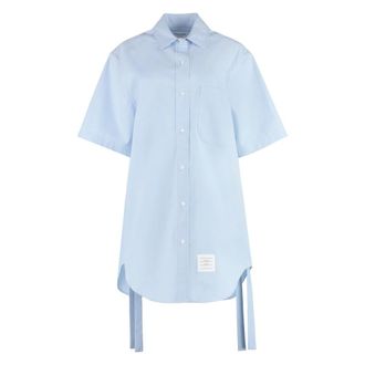 Thom Browne Verstellbares Baumwollhemdkleid - - Blouses & Shirts - Damen - Blau - S