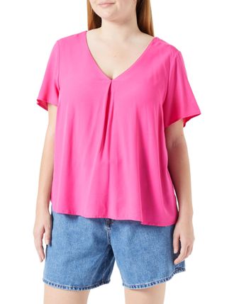 Vero Moda CURVE Damen Vmbrit JRS Cur Top, Pink Yarrow, 46-48 Große Größen EU