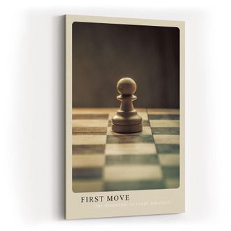 Paul Sinus Art Paul Sinus Wandbild 60x90cm First Move mit Schachfigur auf Schachbrett in Nahaufnahme