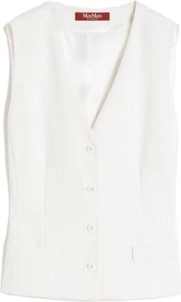 Max Mara Femme, Vestes, Blanc, Taille: 40 FR Gilet Lana