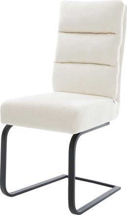 DELIFE Schwingstuhl Pela-Flex Freischwinger flach Schwarz Boucl&eacute; Soft Beige Taschenfederkern