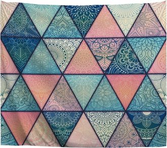 A.Monamour Wandteppiche Wanddekor Tuch Hand Gezeichneter Stammes Mandala Muster Hintergrund Bild Stoff Wandtuch Wandbehang Wandkunst Wandbilder für Schlafzimmer 