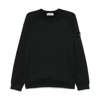 Stone Island L&auml;ssiger Baumwoll-Sweatshirt - - Sweatshirts & Hoodies - Herren - Schwarzk - XL