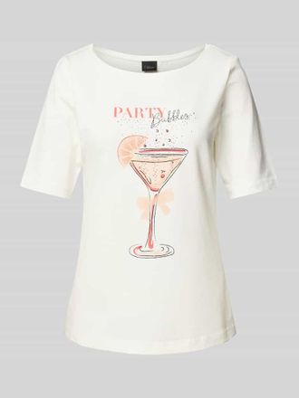 s.Oliver Black Label Regular Fit T-Shirt aus Baumwoll-Mix mit Schmucksteinen