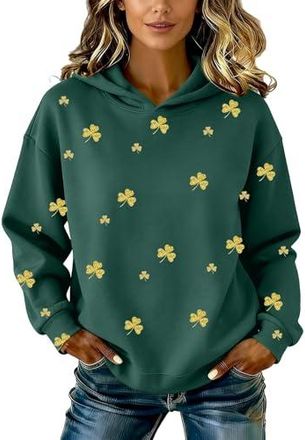 Generic HUIFUAO Sweat &agrave; capuche pour la Saint-Patrick pour femme - Sweat tr&egrave;fle amusant - Grande taille - Costume de la St Paddys - Vert Irlande - Tr&egrave;fle - Ch