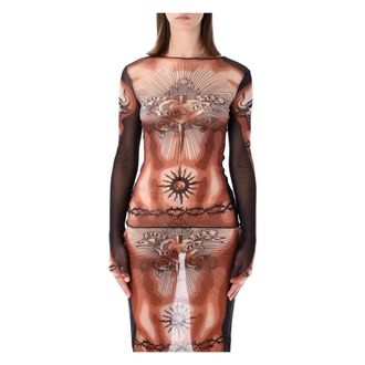 Jean Paul Gaultier Femme, Tops, Multicolore, Taille: 38 FR Mesh Top Safe Tatoo