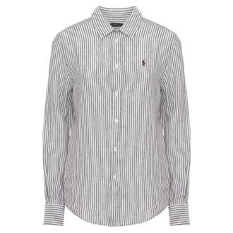 Ralph Lauren Femme, Blouses et Chemises, Brun, Taille: 38 FR Chemise en Lin Coupe Classique