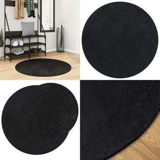 vidaXL Vidaxl - Tapis huarte &agrave; poils courts doux et lavable noir &oslash; 100 cm - Tapis Salon - Tapis Chambre - Tapis D&eacute;coratif - Tapis Moelleux - Tapis