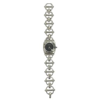 Gucci Montre bracelet Pre-owned en acier inoxydable &agrave; cheval Gucci &agrave; quartz - Femme - Pre-owned - Gris - Taille: ONE Size