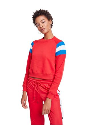 Urban Classics Damen Ladies Sleeve Stripe Crew Sweatshirt, per Pack Mehrfarbig (firered/brightblue/White 01556), One Size (Herstellergr&ouml;&szlig;e: 5XL)