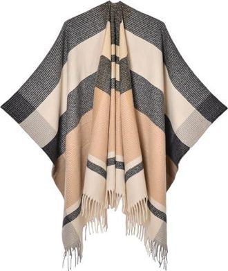 Generic Poncho Femme Hiver Chaud Chale Femme Hiver Chaud Cape Femme Effet enveloppant Cape Pull Douillette Ouverte Id&eacute;ale Pour Int&eacute;rieur Et Ext&eacute;rieur