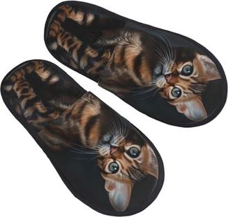 Generic Femme Homme Pantoufles Hotel Chat Du Bengale Chaussons Usage Unique Confortable Chaussons Maison Adulte Pantoufles Chaussons Fluffy Pour Voyages Inter