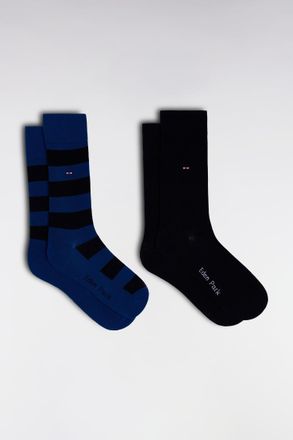 Eden Park Lot De 2 Paires De Chaussettes En Coton Stretch M&eacute;lang&eacute; Bleues Et Marine