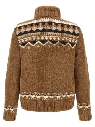 Moncler Geometric Boucl&eacute; Cardigan - Brown