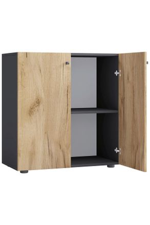 MID.YOU Mid.you Aktenregal, Anthrazit, Honigeiche, Kunststoff, 1 F&auml;cher, 70x74x37 cm, stehend, Arbeitszimmer, B&uuml;roregale, Aktenregale