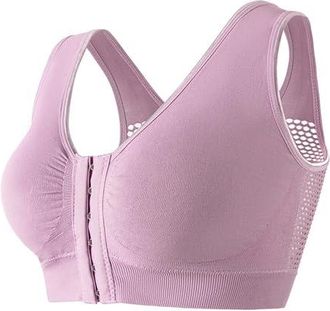 Generic Soutien-gorge respirant grande taille sans anneau en acier ajour&eacute; confortable &agrave; lavant pour le sport, le yoga, violet, XXL