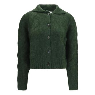 Allude Kaschmir- und Seidenpullover mit Kn&ouml;pfen - - Knitwear - Damen - Gr&uuml;n - M