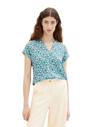 Tom Tailor Damen 1037231 Basic Bluse, 32149-Petrol Small Abstract Design, 40