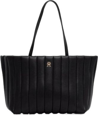 Tommy Hilfiger Femme, Sacs, Noir, Taille: ONE Size Quilted Leather Tote Bag