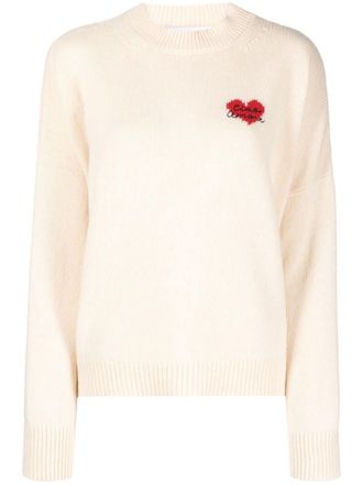 Giada Benincasa Pullover mit Intarsien-Logo - Wei&szlig;
