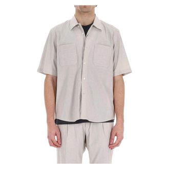 Herno Baumwollhemd mit Pr&auml;gung- kurze &Auml;rmel - - Shirts - Herren - Beige - XL