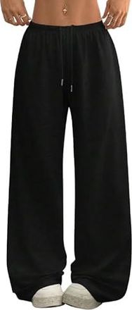 Generic Pantalon de sport europ&eacute;en et am&eacute;ricain pour femme avec cordon de serrage lat&eacute;ral, double sangle, loisirs, yoga, jambes larges, 5, XXL
